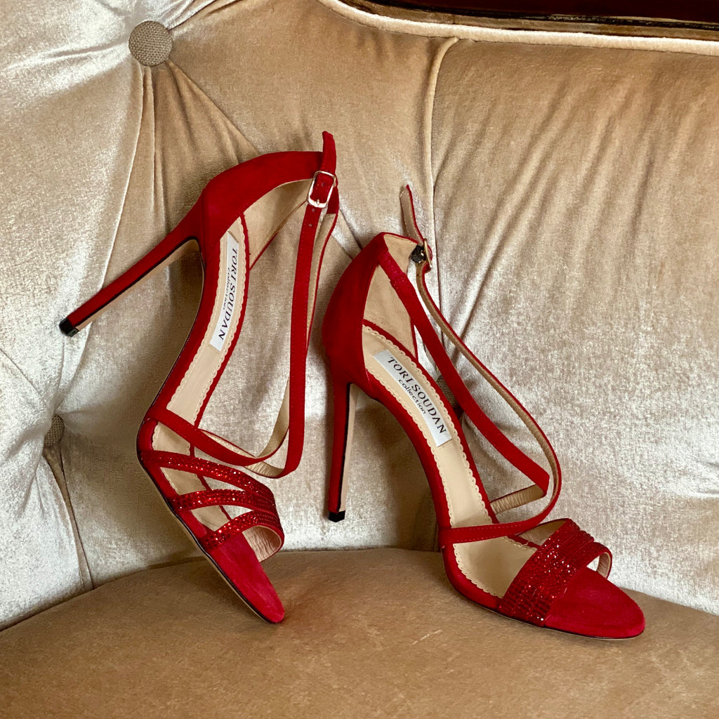 Cheryl - Red Strappy Sandals – Tori Soudan