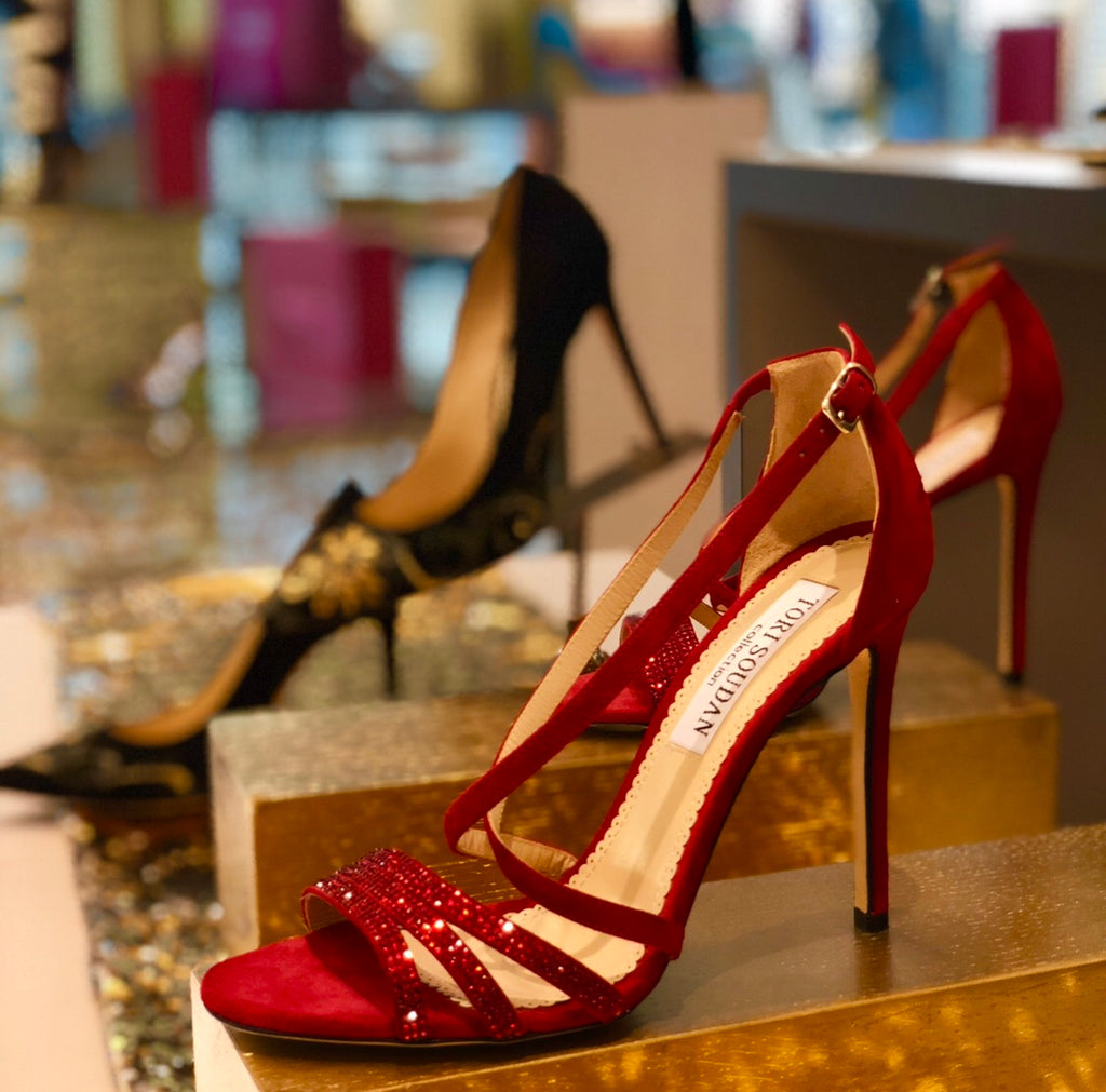 Cheryl - Red Strappy Sandals – Tori Soudan